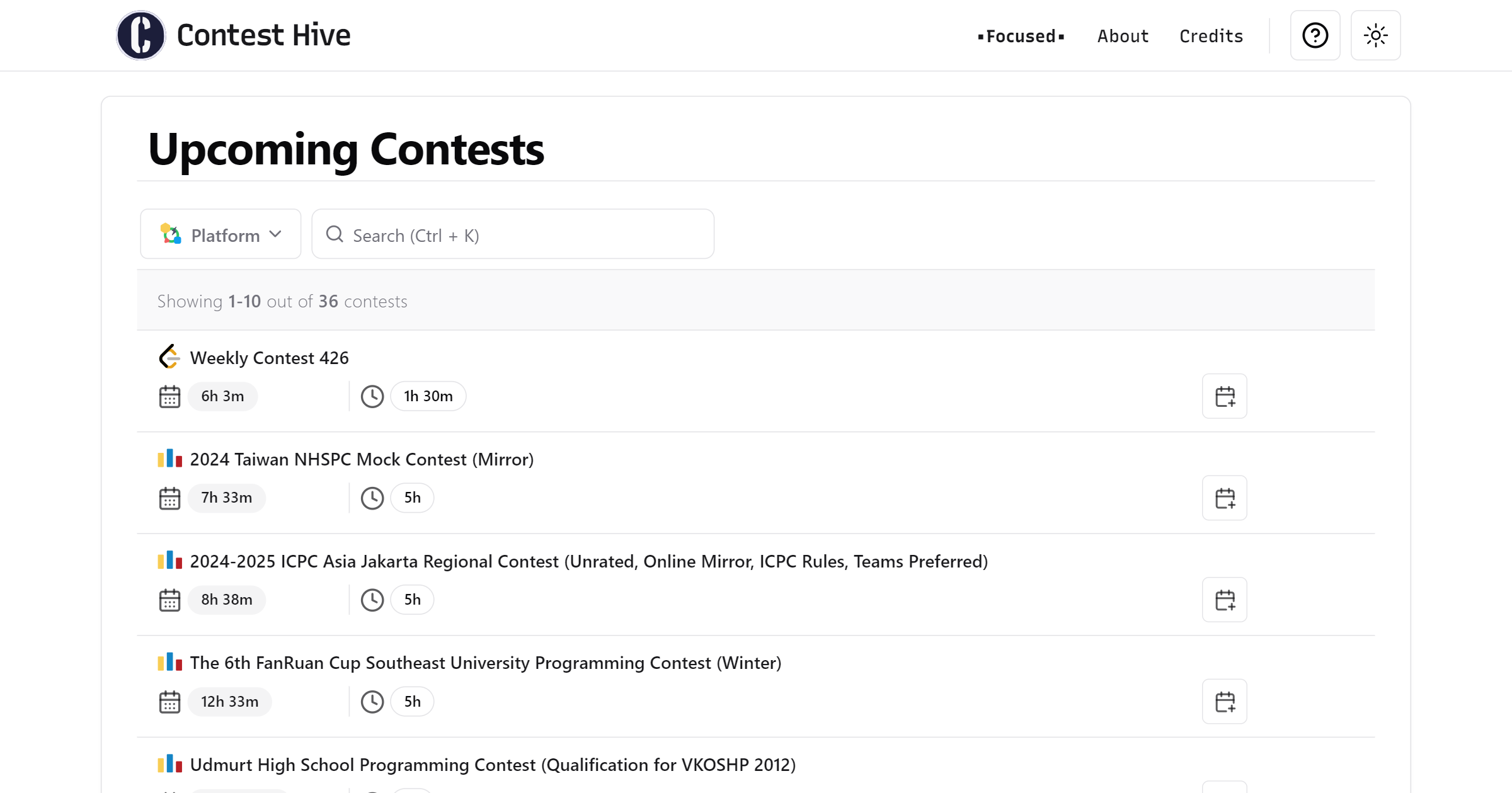 Focused Mode - Upcoming Contests in One Place | Contest Hive